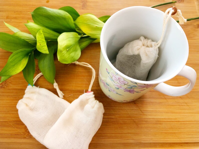 Reusable Tea Bag Organic Unbleached Cotton and Cord Washable - Etsy