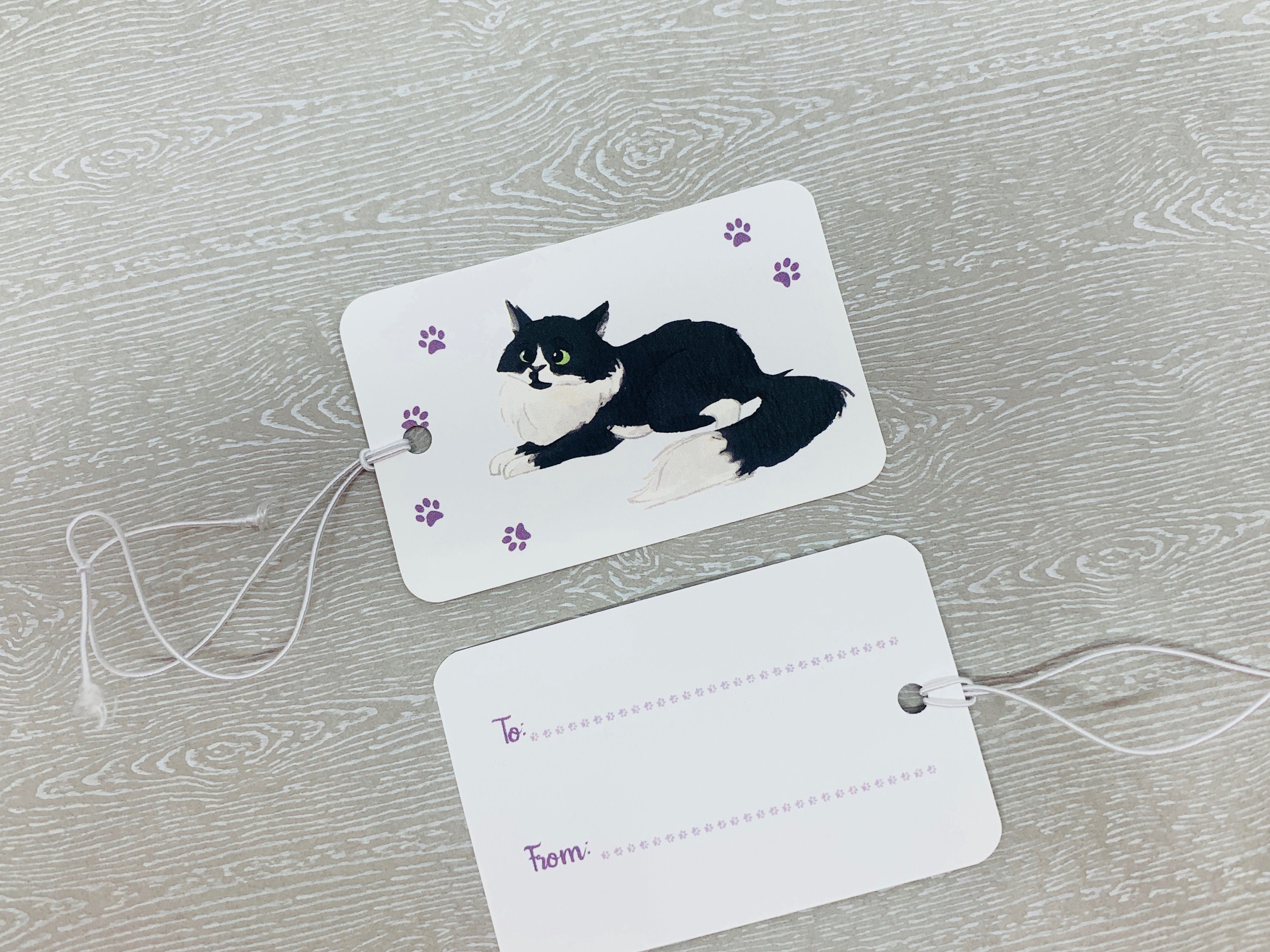 Cute Cat Gift Tags X 6 in a Pack. Printed on 300gsm Board in Full ...