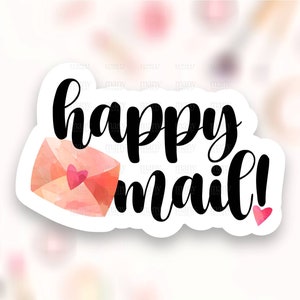 Happy Mail Sticker PNG, Hearts Envelope Small Business Labels, Cute ...