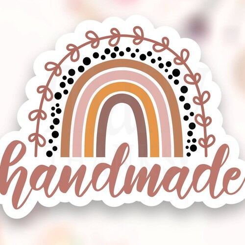 Handmade Sticker PNG Boho Rainbow Blush Pink Small Business - Etsy