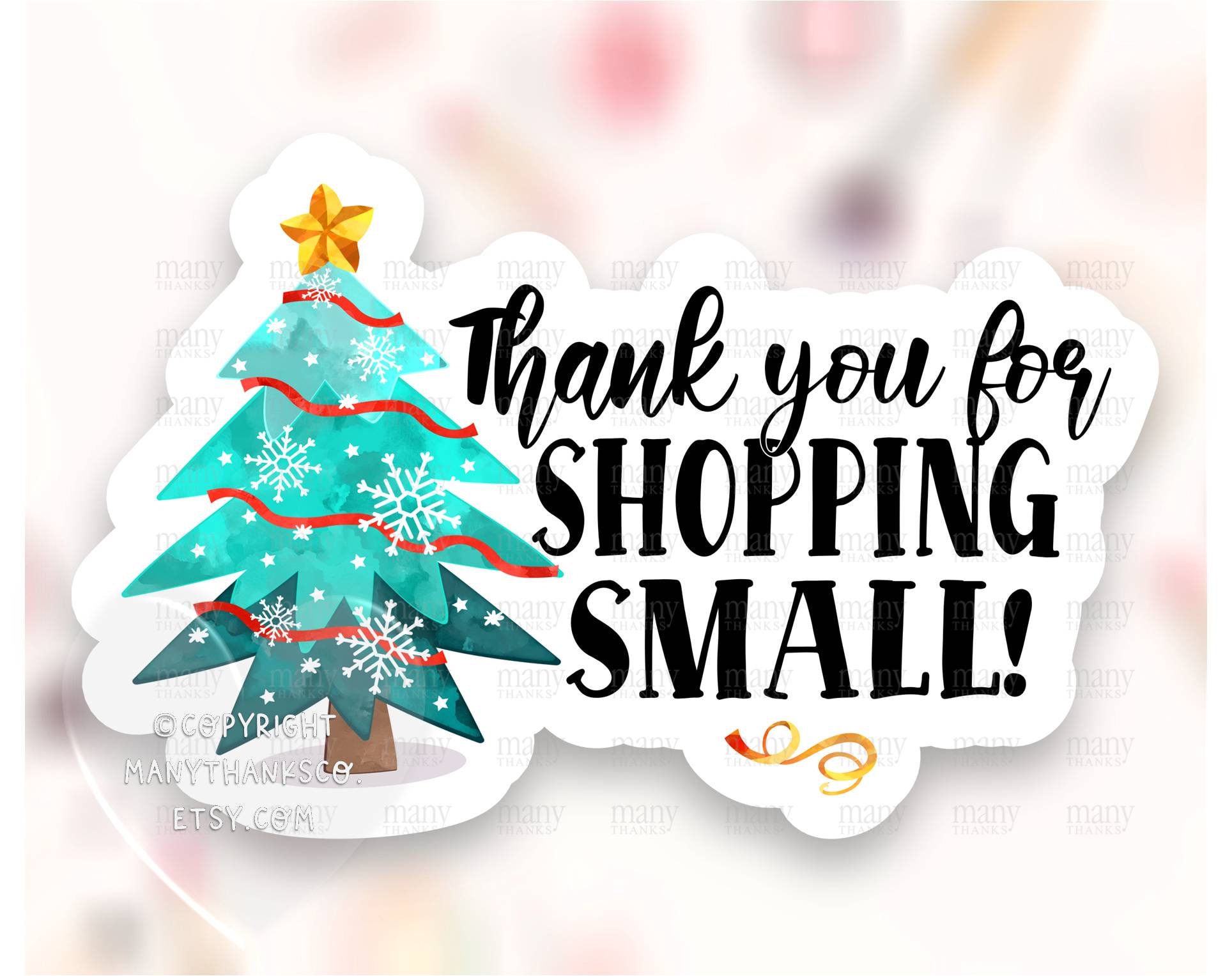 Thank You for Shopping Small Sticker PNG, Small Business Christmas Tree ...