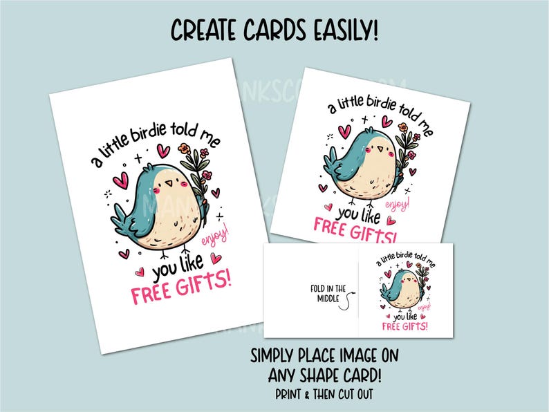 Free Gift Printable Sticker PNG, Cute Cartoon Doodle Birdie Freebie ...