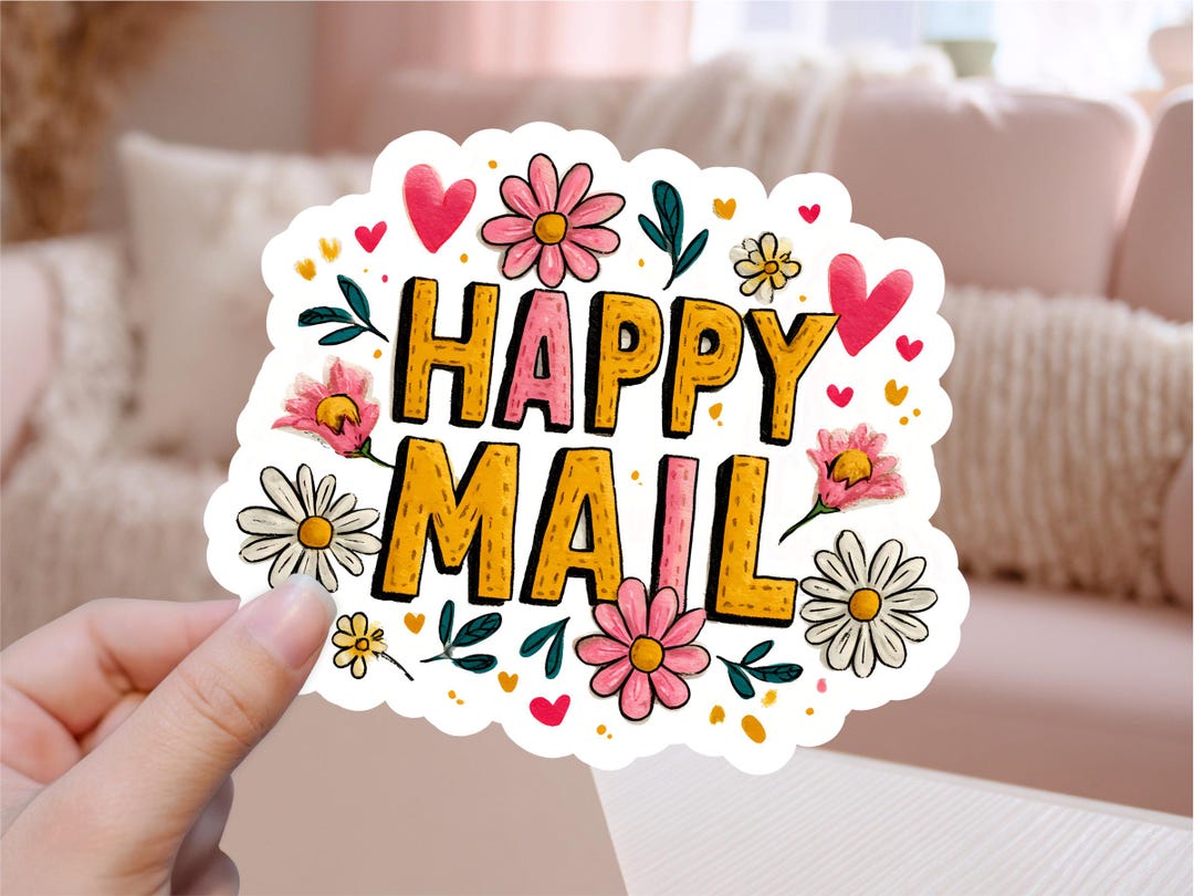 Cute Happy Mail Printable Sticker, Illustrated Doodle Letters Daisy ...