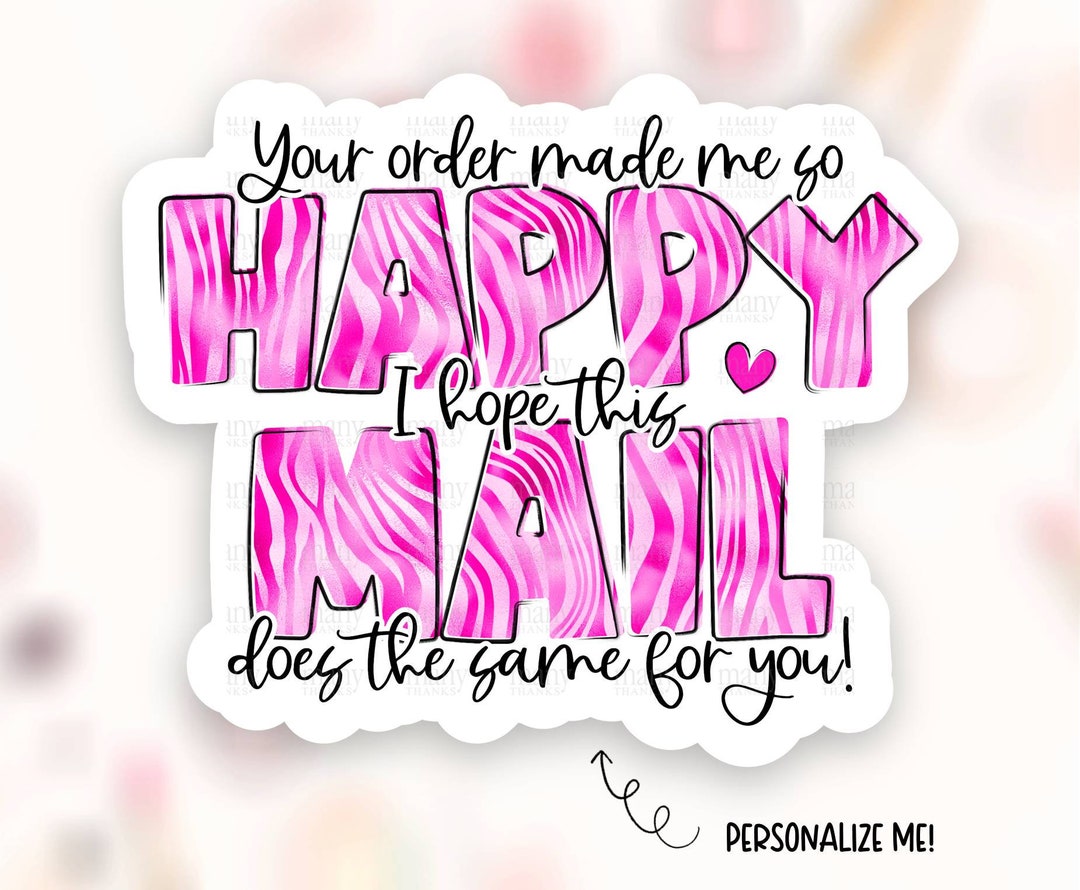 Happy Mail Sticker Download PNG, Cute Pink Tiger Package Label, Small ...