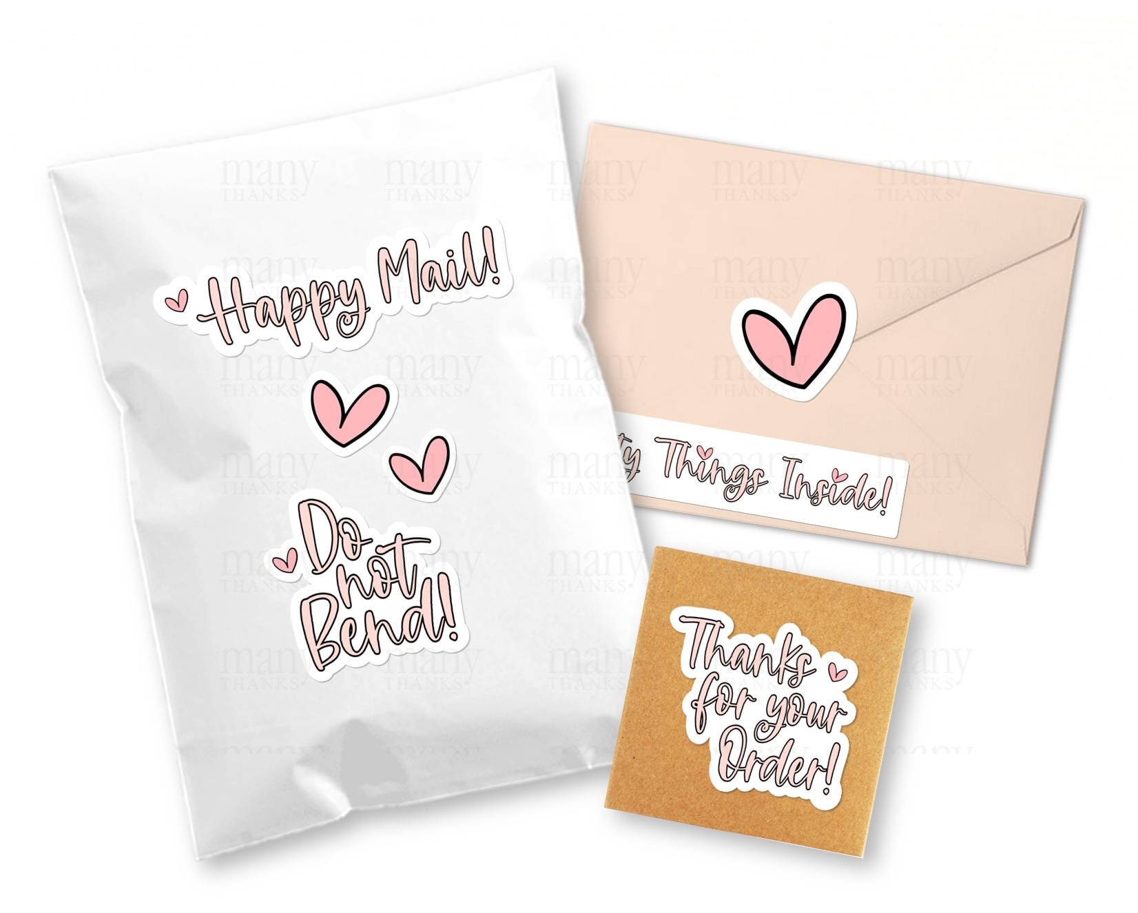 Happy Mail Sticker Set PNG Hearts Small Business Labels | Etsy