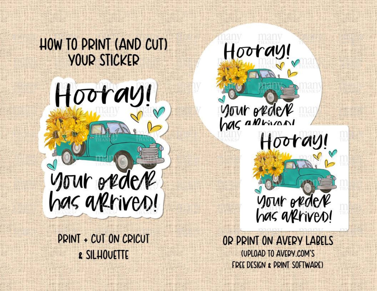 Your Order Has Arrived Sticker Download PNG, Teal Pickup Truck ...