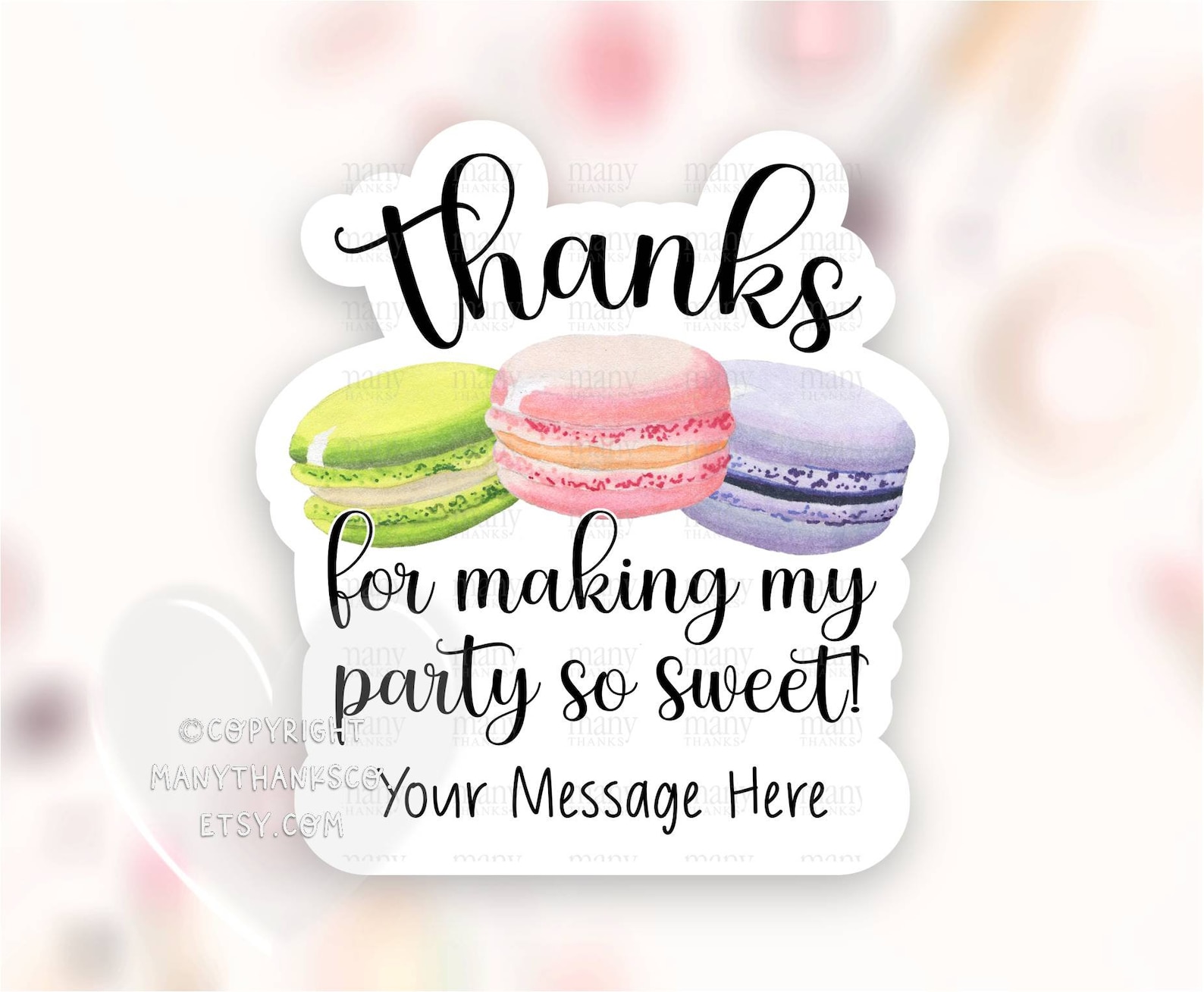 Thanks for Making My Party so Sweet Sticker PNG Macarons - Etsy UK