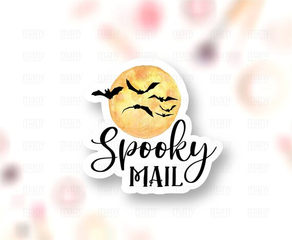 Spooky Mail PNG Halloween Harvest Moon Bats Envelope Seals | Etsy