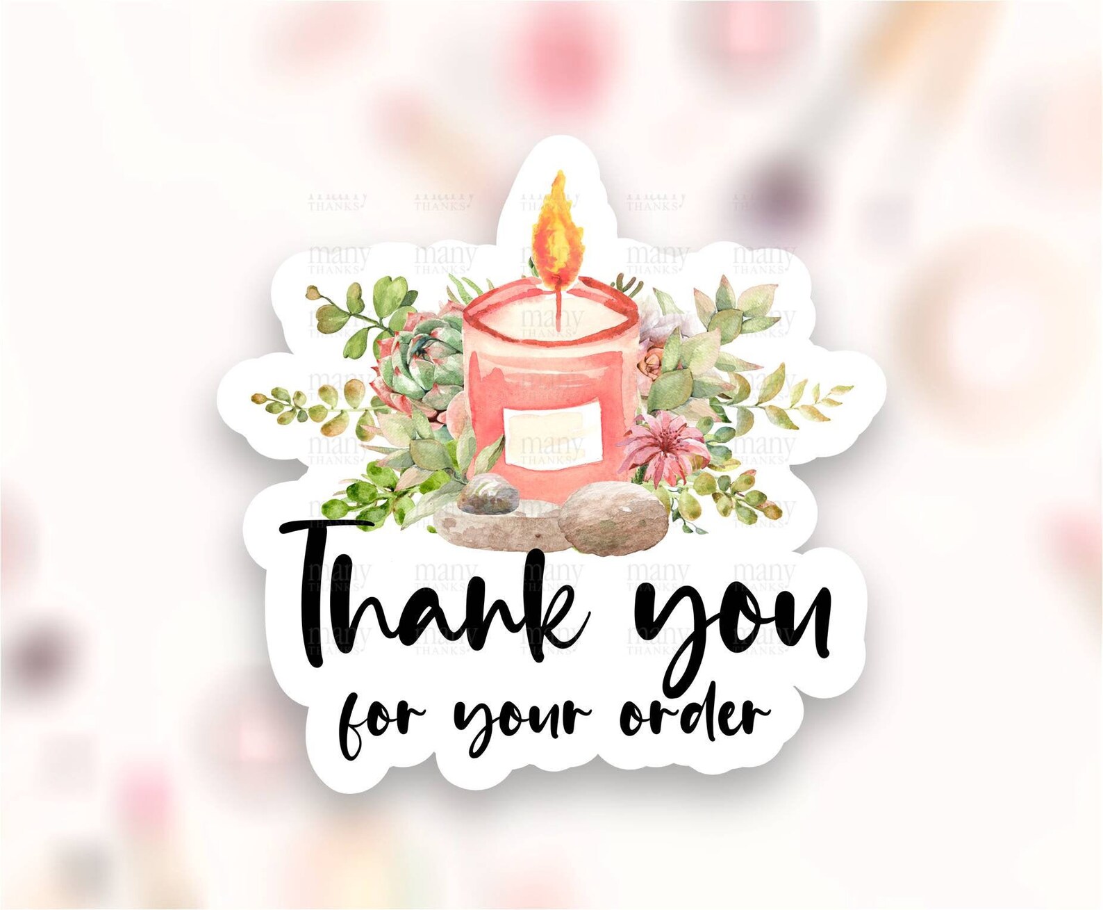 Thank You for Your Order Sticker PNG Candle Succulents Small | Etsy