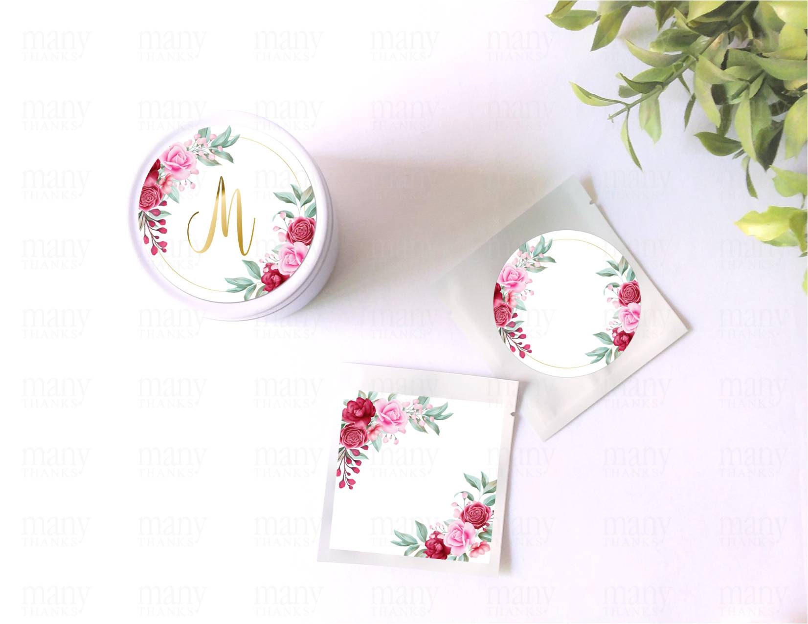 Blank Labels Pink Red Roses Border Circle Square for Round | Etsy