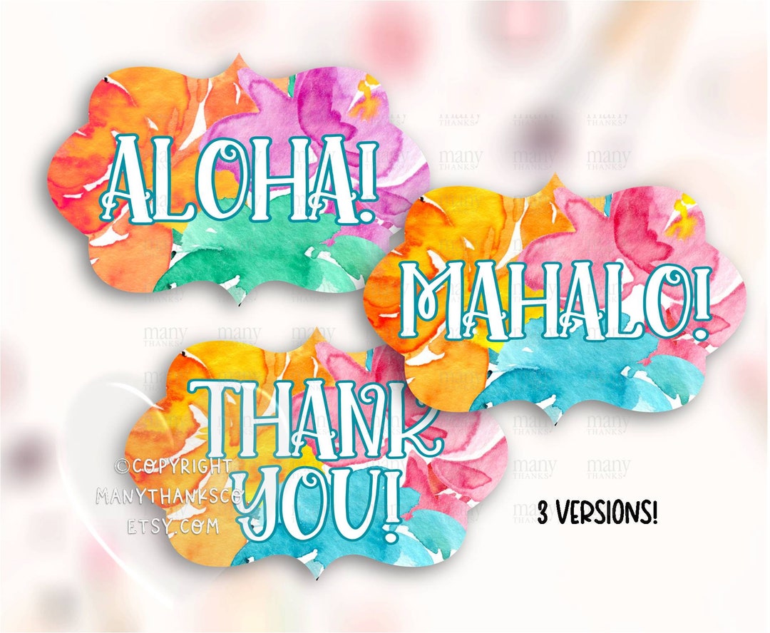 Aloha Mahalo Stickers PNG, Tropical Floral Watercolor Small Business ...