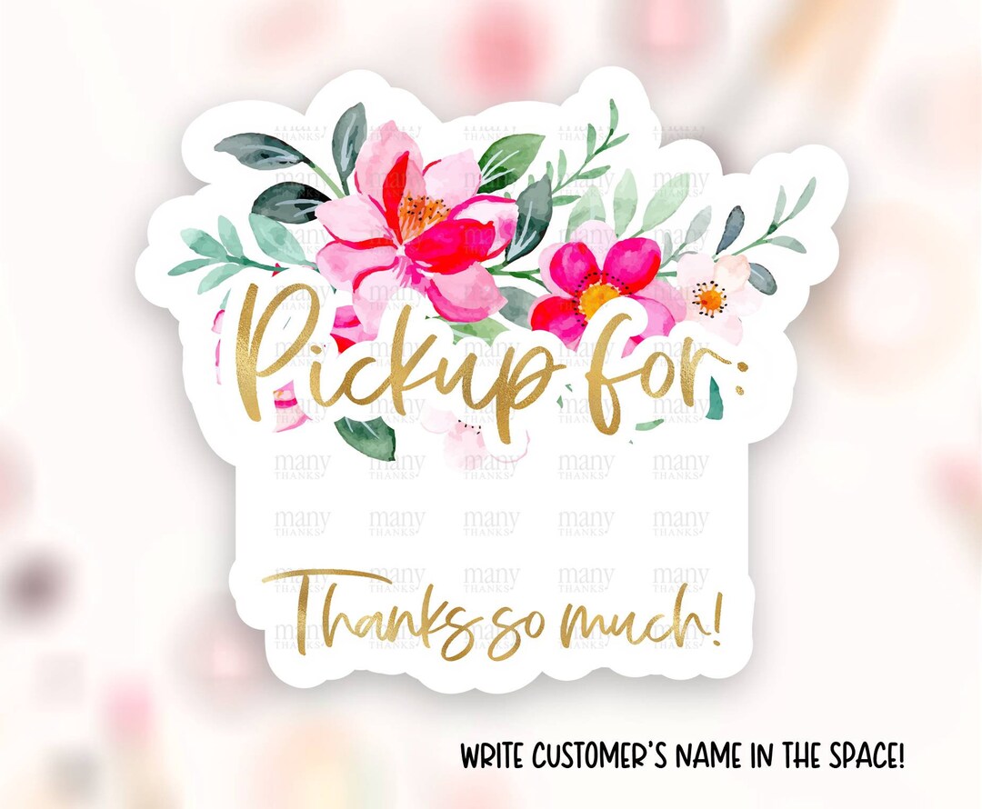 Porch Pickup Sticker Download PNG Template, Pink Florals Gold Small ...