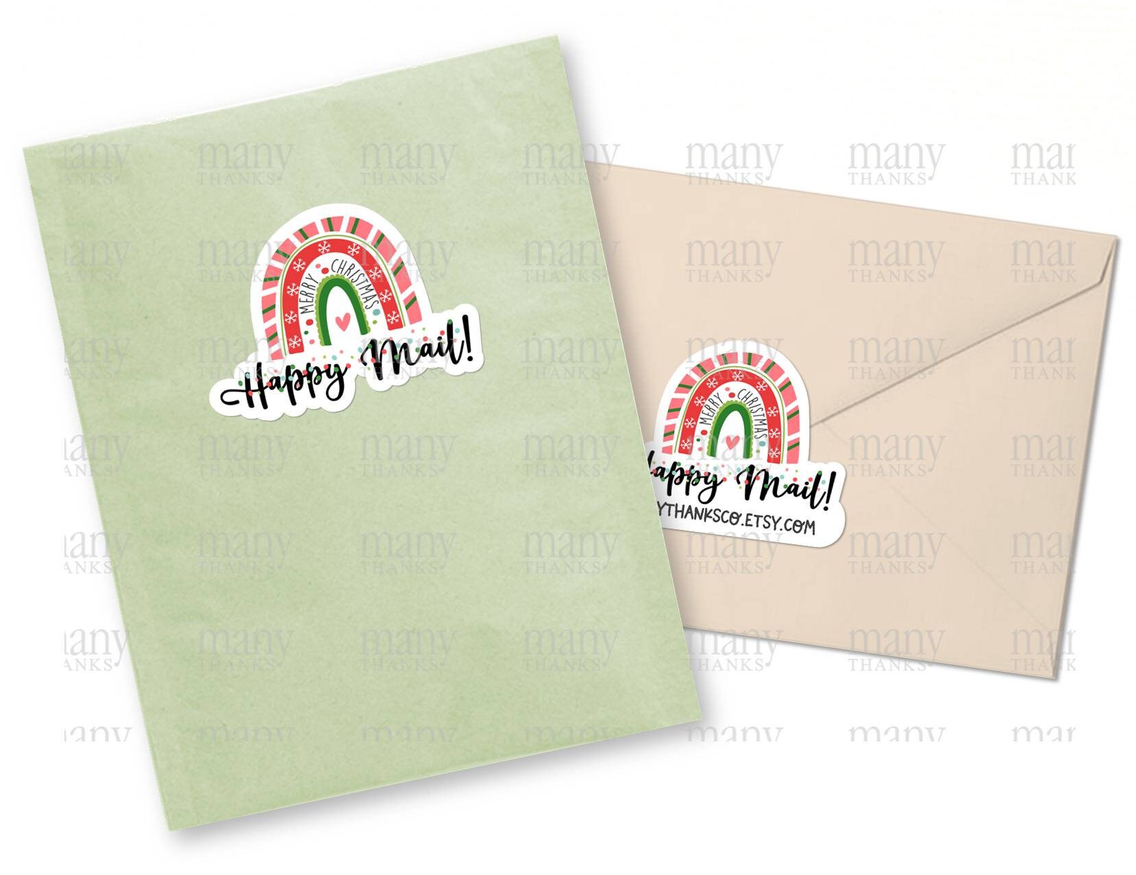 Merry Christmas Happy Mail PNG Boho Christmas Rainbow Labels - Etsy