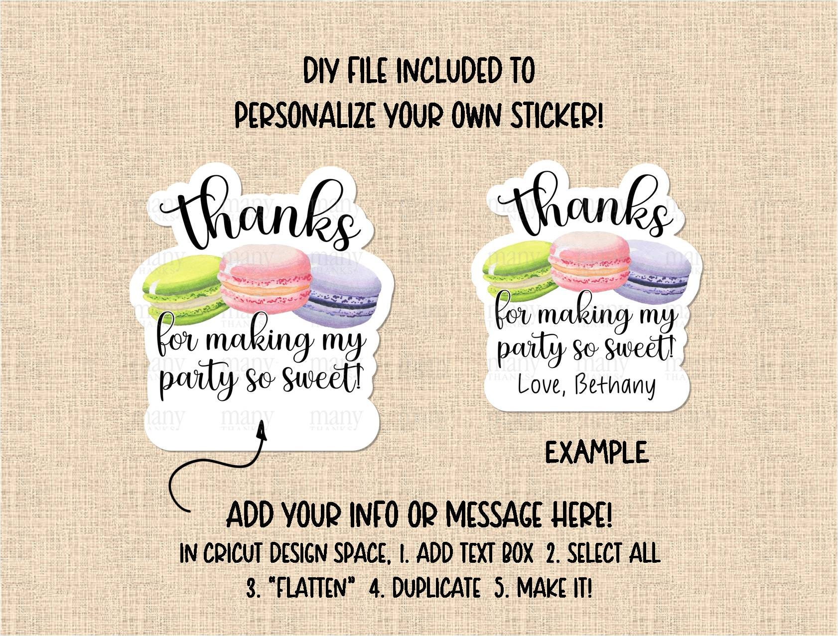 Thanks for Making My Party so Sweet Sticker PNG Macarons - Etsy UK