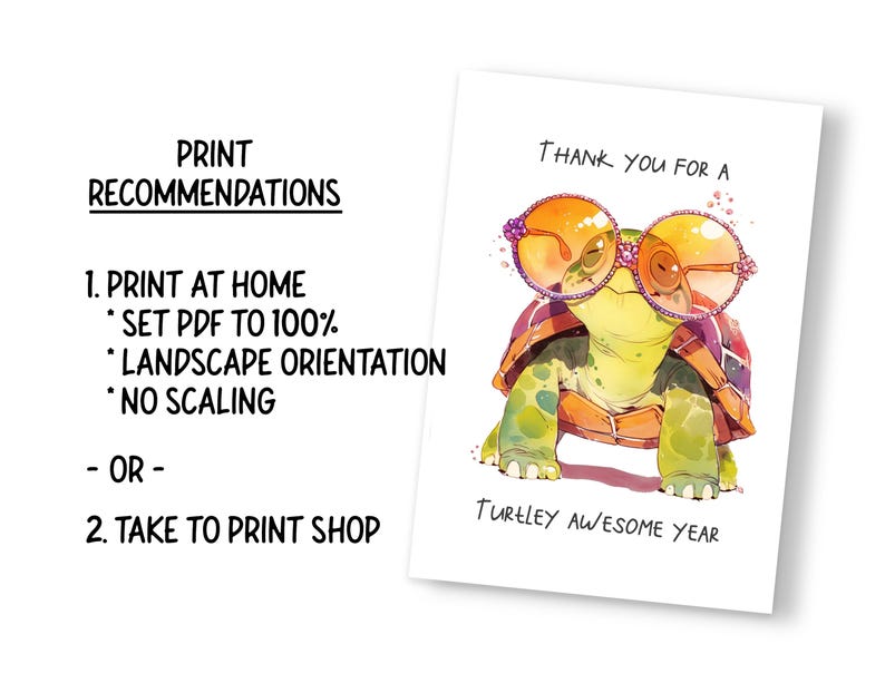 Teacher Appreciation Printable Greeting Card, Funny Sea Turtle Pun ...