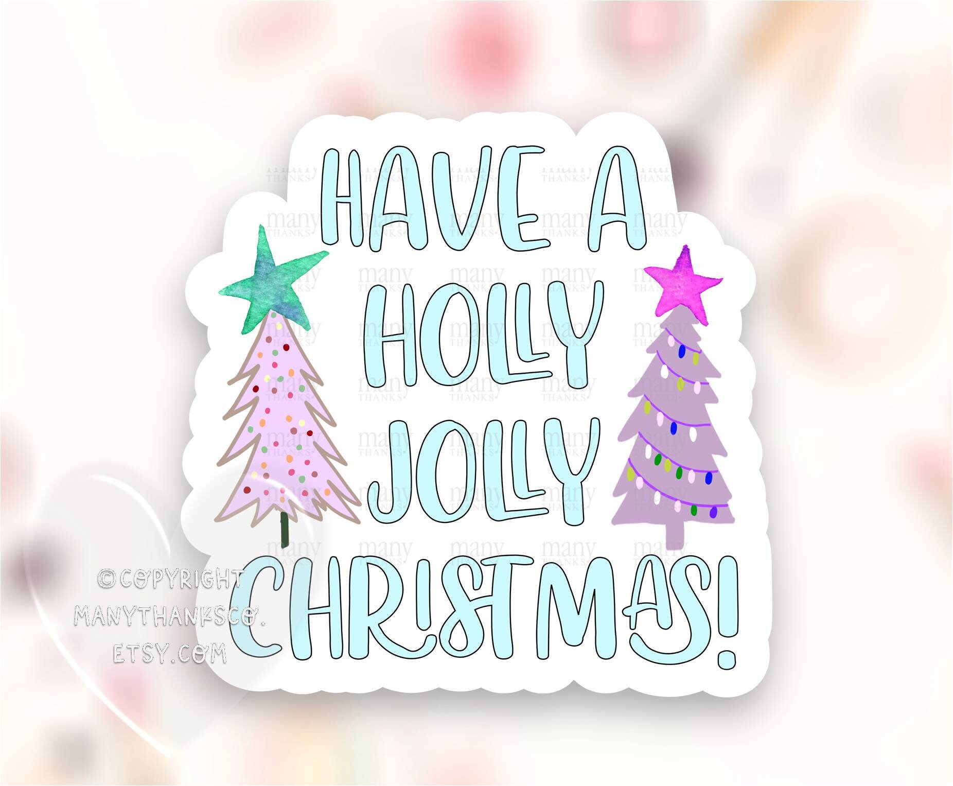 Paper Holly Jolly Package Sticker Business branding stickers Christmas ...