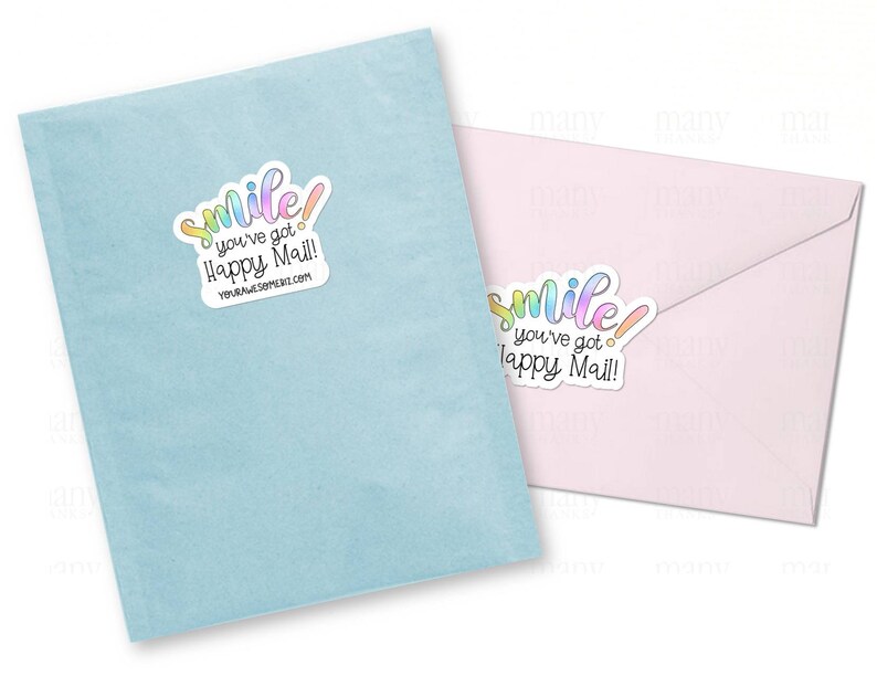 Smile You've Got Happy Mail Sticker PNG, Rainbow Foil Thank You Small ...