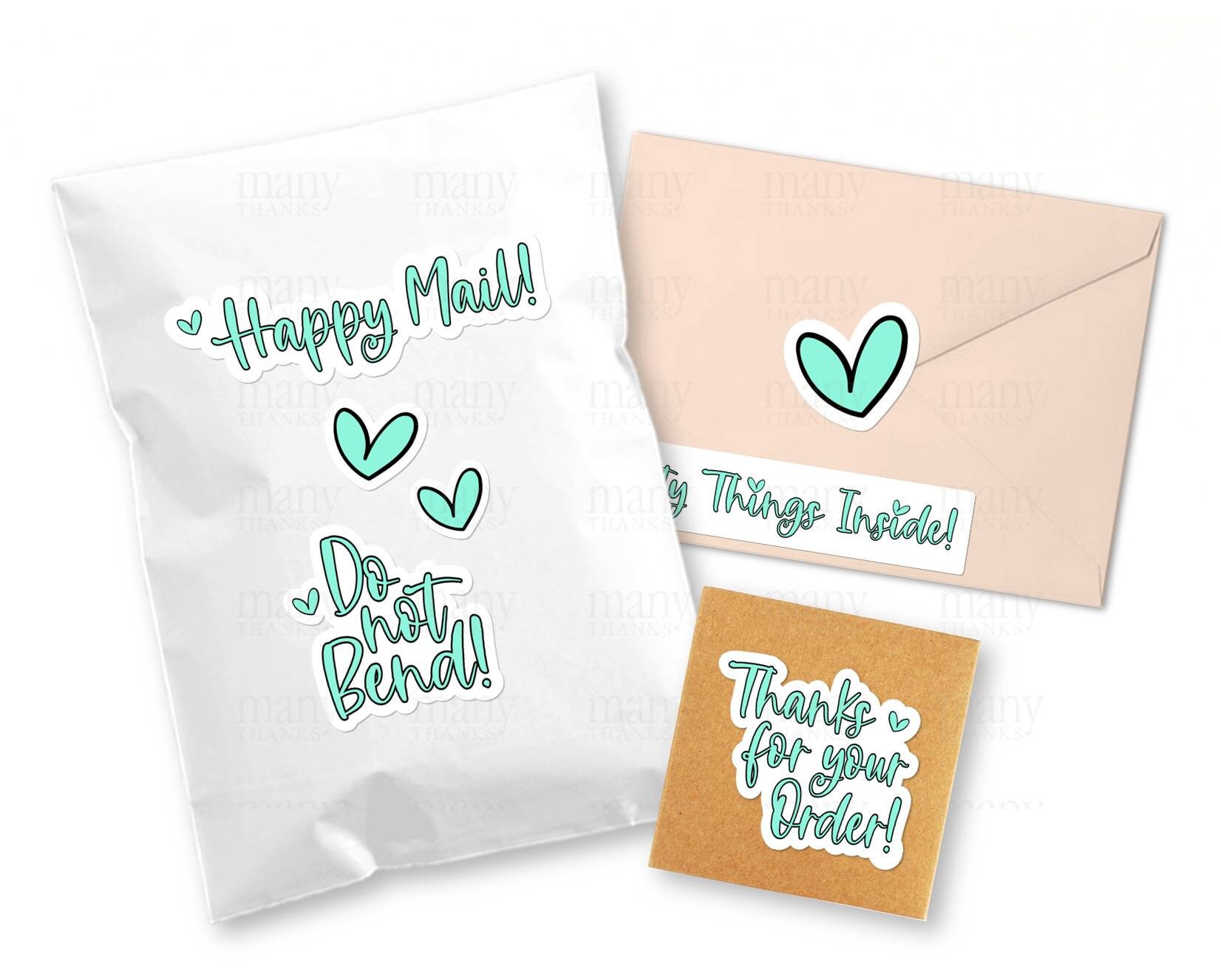 Happy Mail Sticker Set PNG Hearts Small Business Labels Teal | Etsy