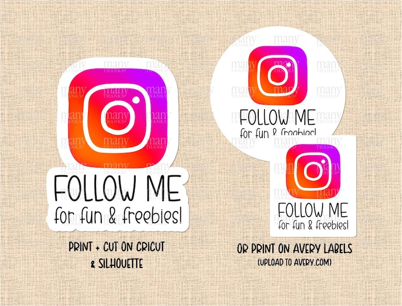 Follow Me Instagram Sticker PNG Personalized Social Media - Etsy