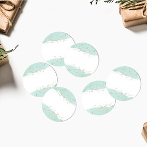 Blank Labels Circle + Square, Aqua Teal Paint Gold Splatter for DIY ...
