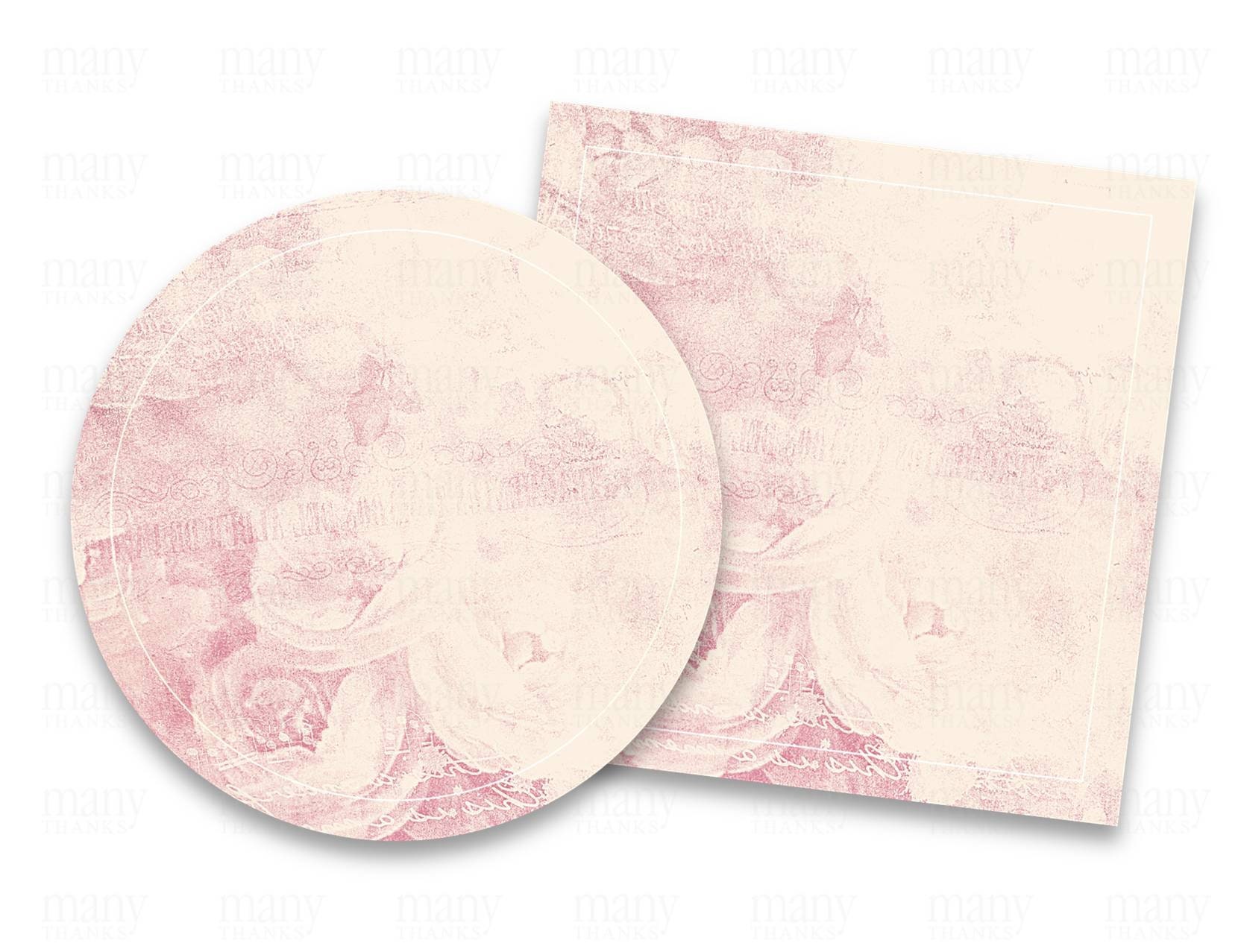 Blank Labels Vintage Pink Floral Paper Circle Square for - Etsy