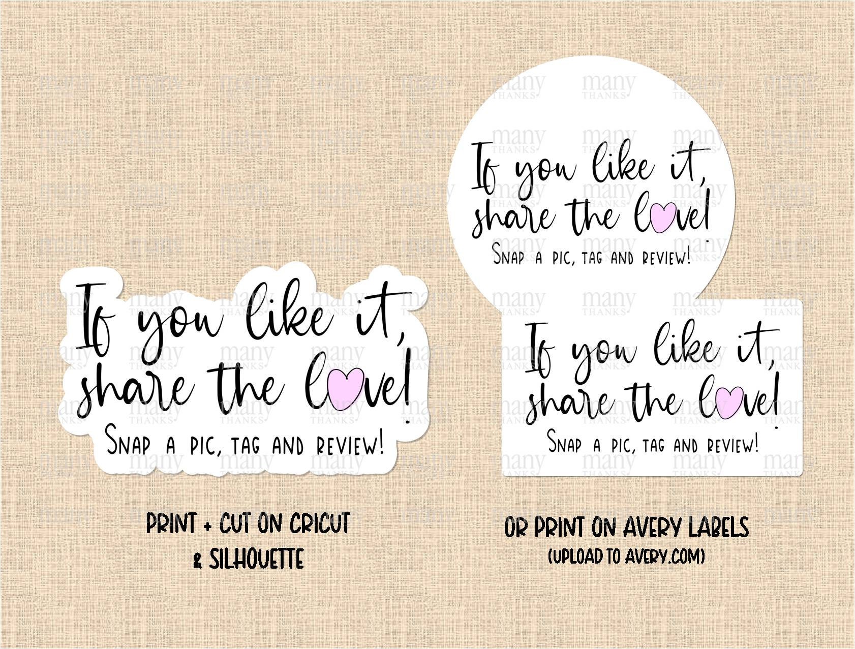 Like It Share the Love Sticker PNG Snap Tag Review Small - Etsy