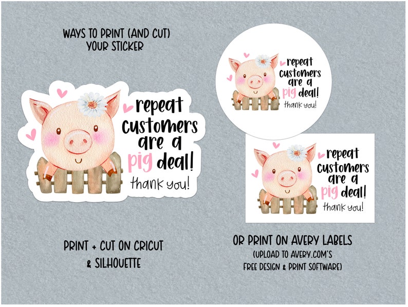 Repeat Customers Sticker Download PNG Funny Pig Pun Small - Etsy