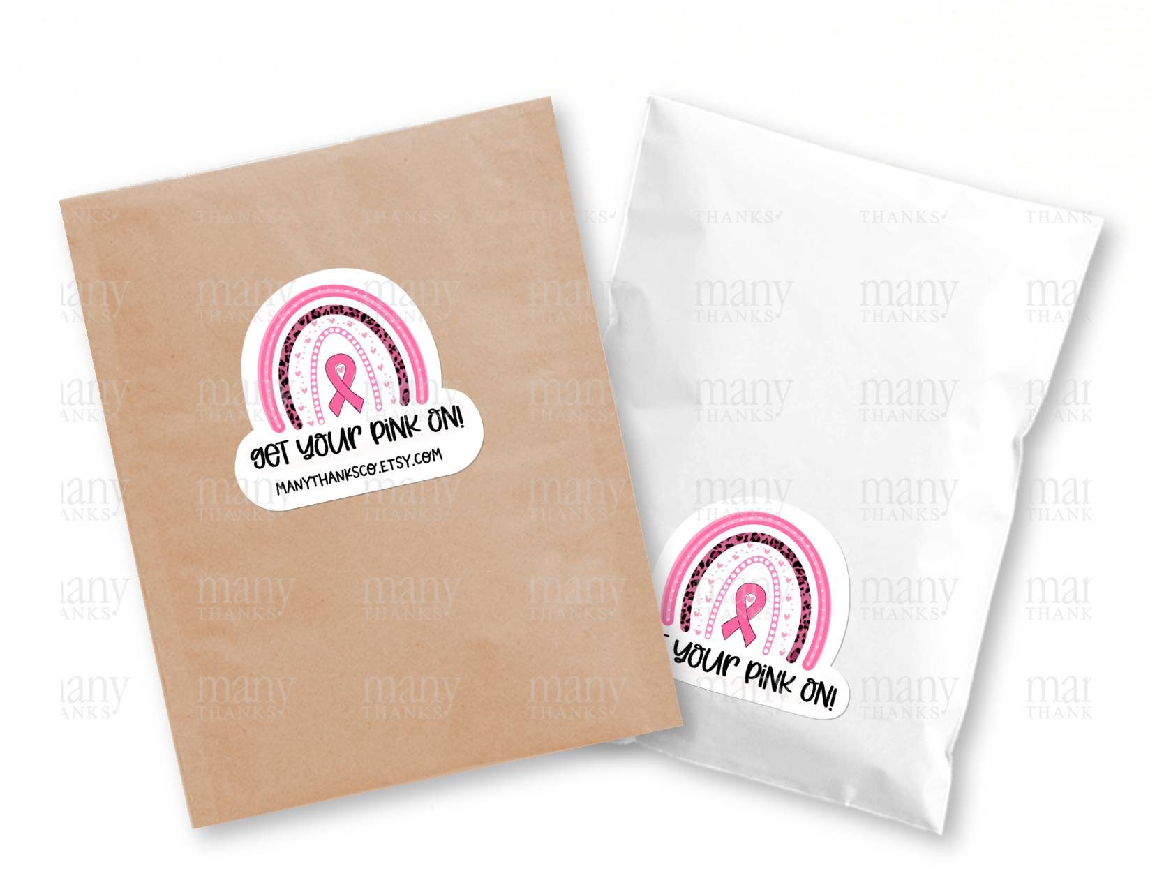 Get Your Pink On Sticker PNG Pink Ribbon Rainbow Breast | Etsy