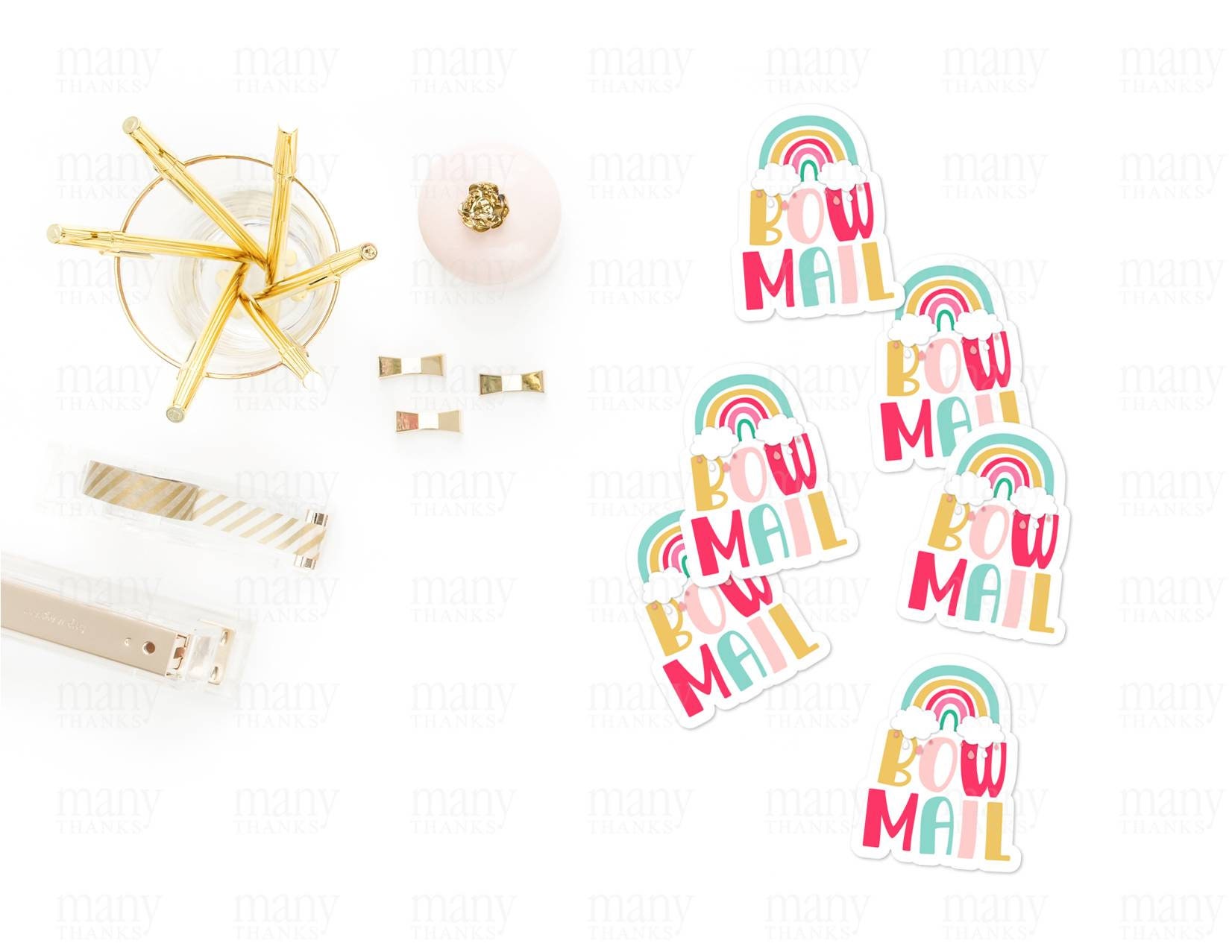 Bow Mail Sticker PNG Boho Rainbow Image for Small Business | Etsy