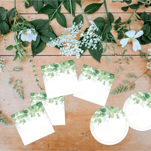 Blank Labels Circle + Square, Green Eucalyptus Leaf Drop Frame for ...