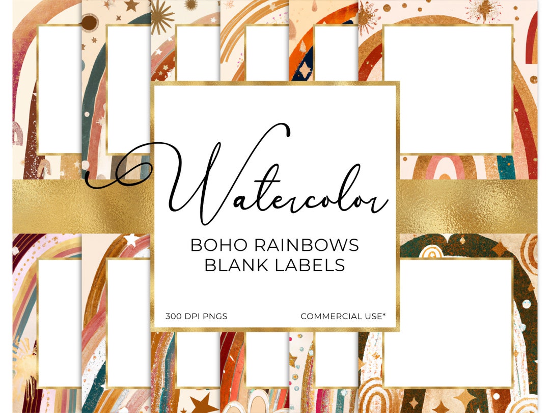 Blank Labels, Boho Rainbows Thank You Sticker Templates, Cute ...