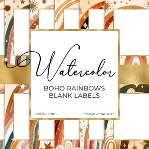 Blank Labels, Boho Rainbows Thank You Sticker Templates, Cute ...