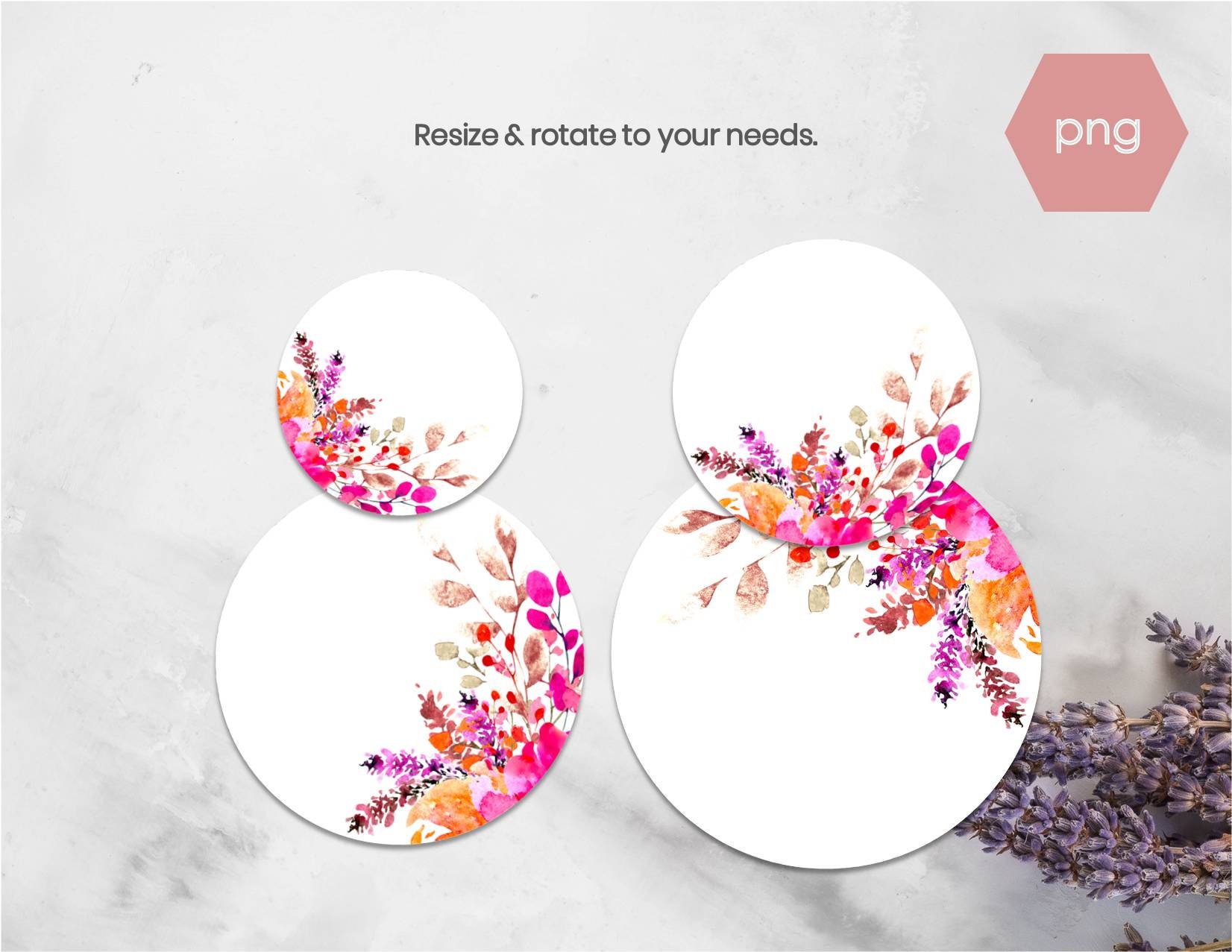 Blank Labels Bright Pink Bouquet for DIY Round Stickers Baby - Etsy