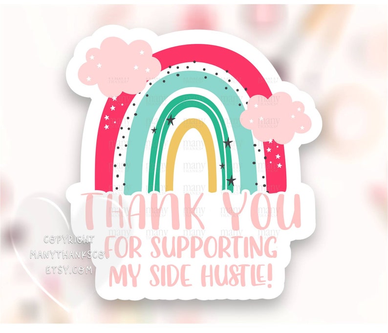 Thank You for Supporting My Side Hustle Sticker PNG Boho - Etsy