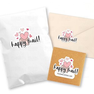 Happy Mail Sticker PNG, Envelope Hearts Small Business Labels, Cute ...