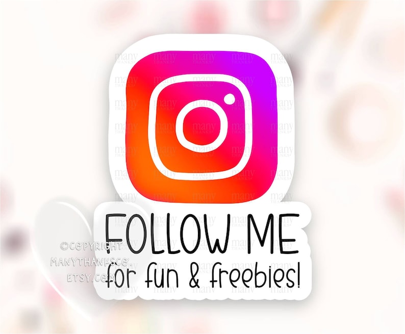 Follow Me Instagram Sticker PNG Personalized Social Media - Etsy