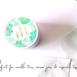 Blank Labels Mint Green Aqua Blue Floral Circle Square for - Etsy