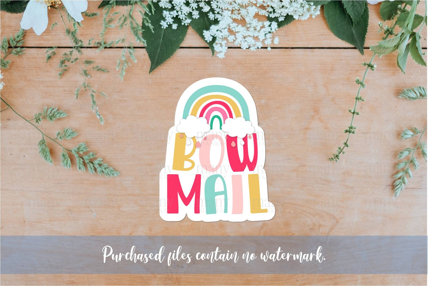 Bow Mail Sticker PNG Boho Rainbow Image for Small Business | Etsy