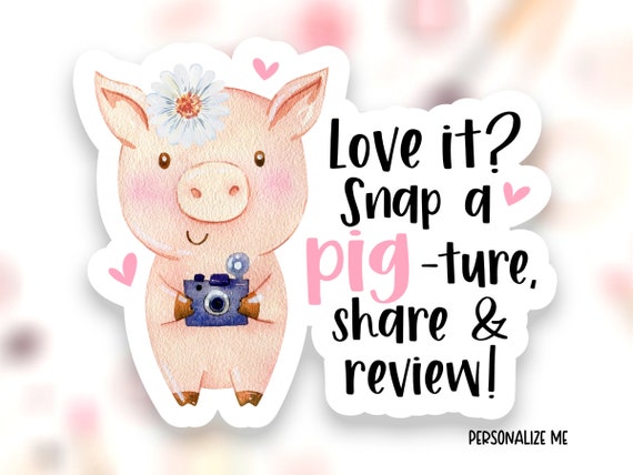 Snap Share Review Sticker Download PNG Funny Pig Pun Small - Etsy