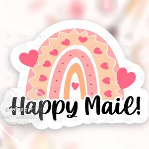 Happy Mail Sticker PNG, Valentine's Rainbow Hearts Small Business ...