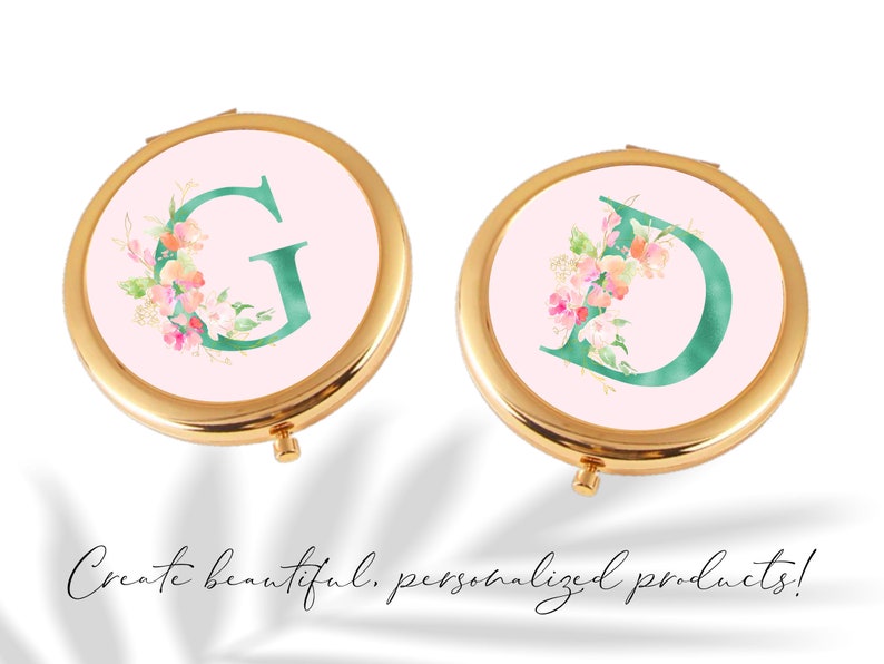 Teal Florals Alphabet Numbers Set, Pink Gold Watercolor Flowers ...