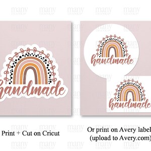 Handmade Sticker PNG, Boho Rainbow Blush Pink, Small Business Happy ...