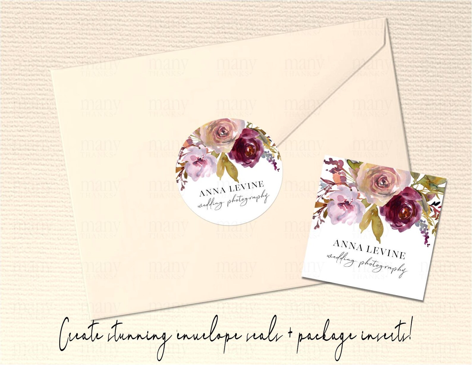 Blank Labels Circle Square Fall Watercolor Flowers For | Etsy