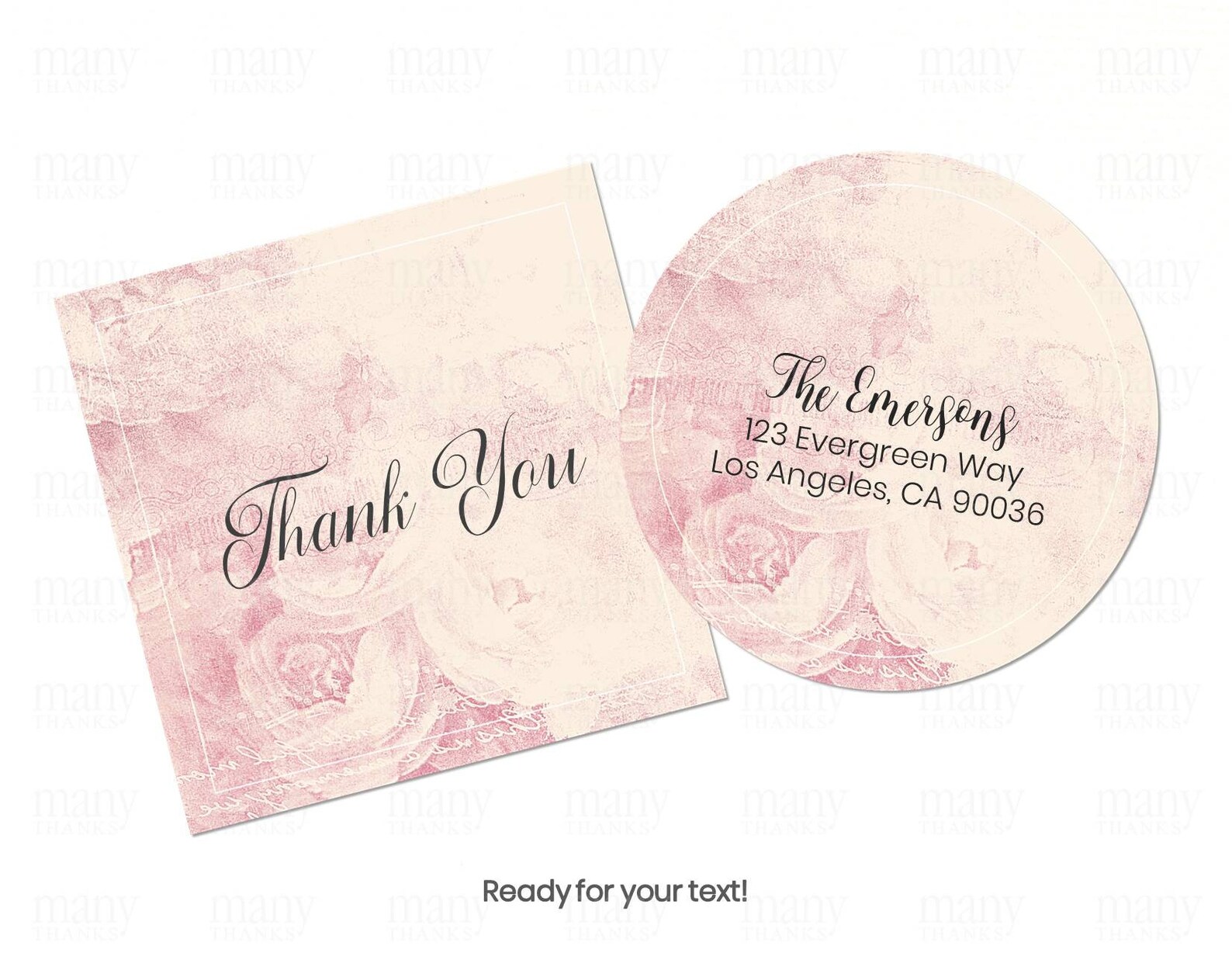 Blank Labels Vintage Pink Floral Paper Circle Square for | Etsy