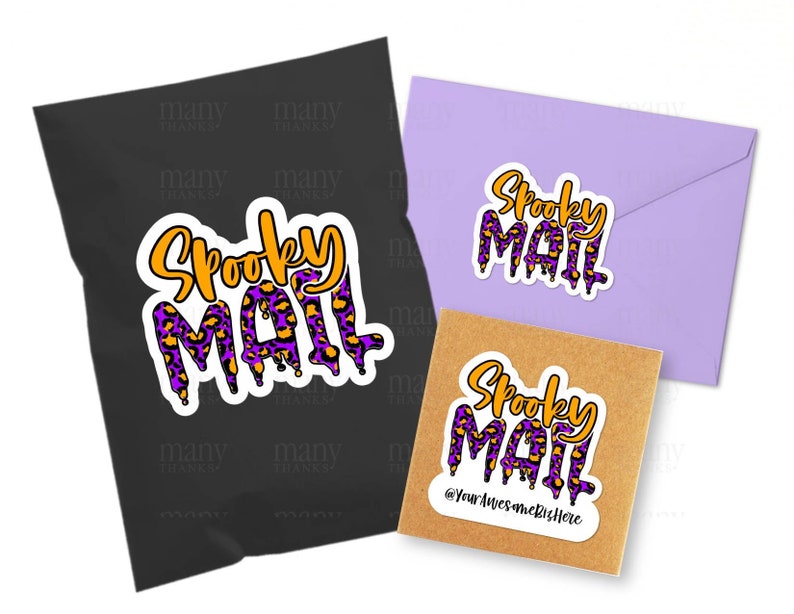 Spooky Mail Halloween Sticker Download PNG Purple Leopard | Etsy