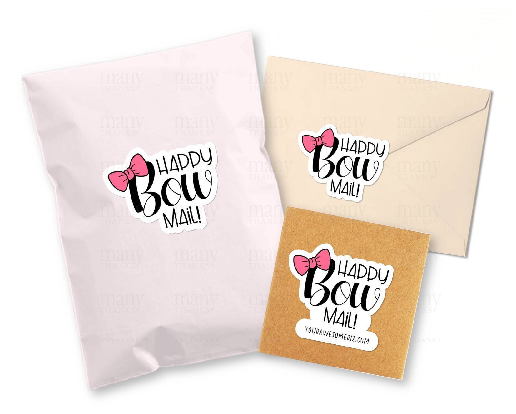 Happy Bow Mail Sticker PNG Small Business Thank You Labels - Etsy