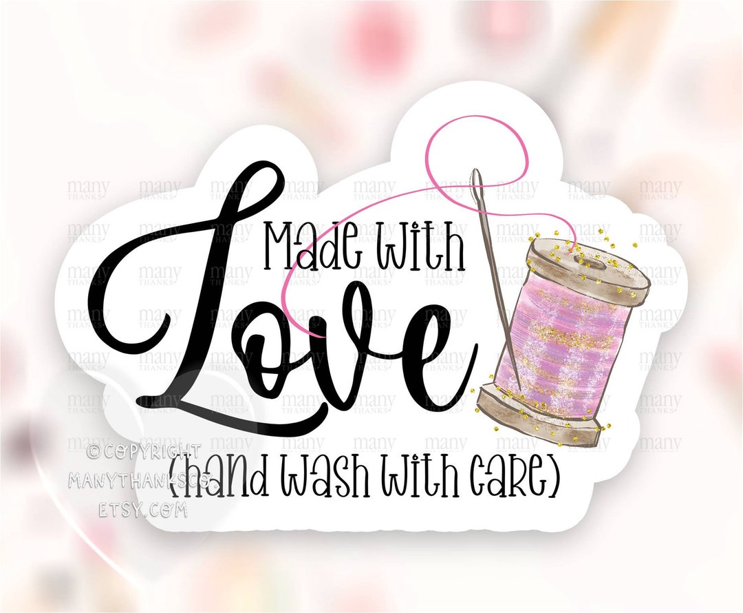 Hand Wash Sticker PNG, Sewing Thread Small Business Package Labels ...