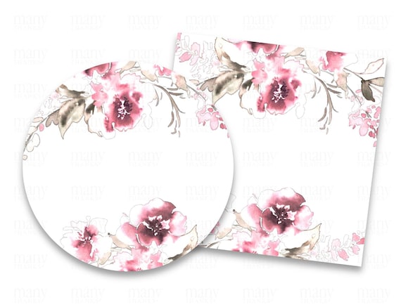 Watercolor Floral Border Blank Labels Wine Pink Flowers | Etsy