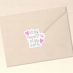 Stay Healthy Stay Safe Sticker PNG, Pink Hearts Small Business Package ...