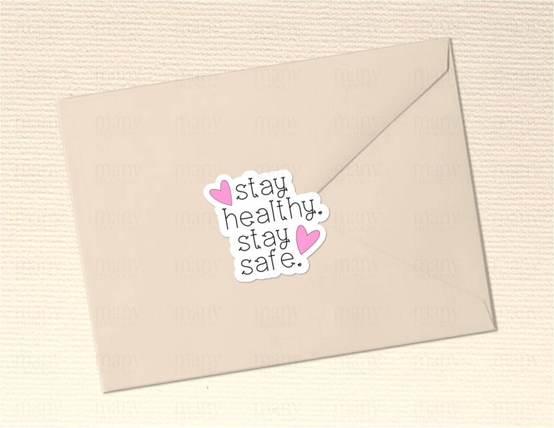 Stay Healthy Stay Safe Sticker PNG Pink Hearts Small Business - Etsy